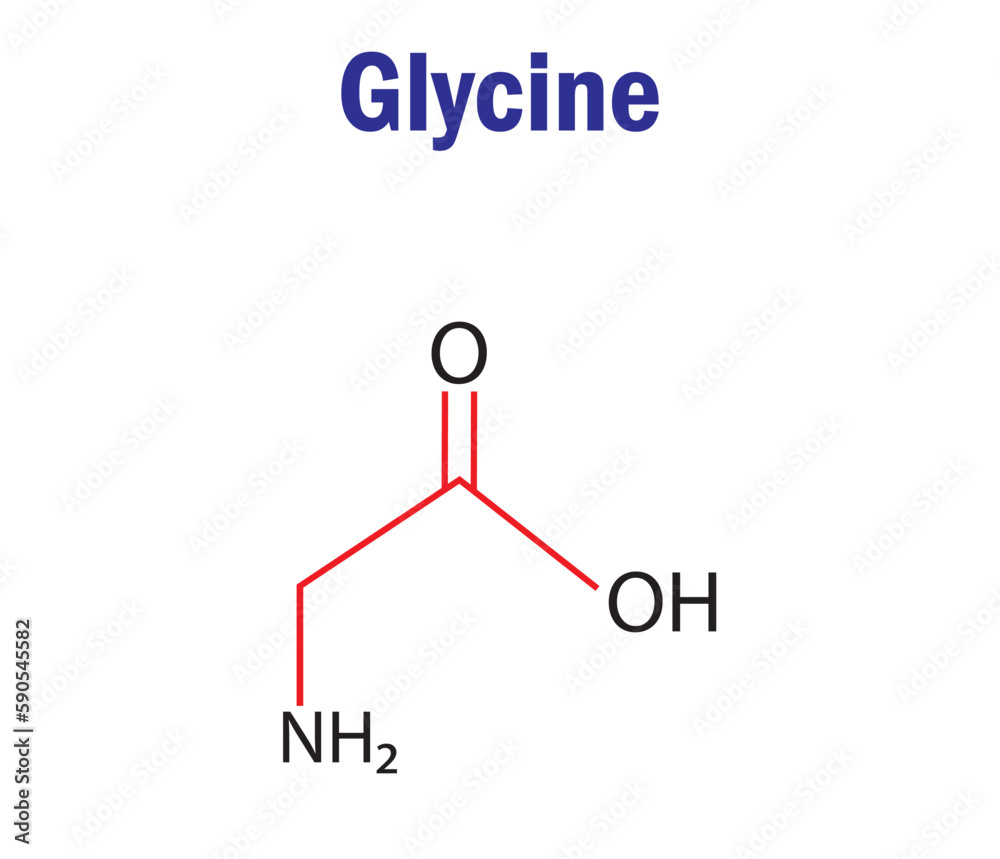 Glycine amino acid formula and structure. Chemical molecular formula of ...