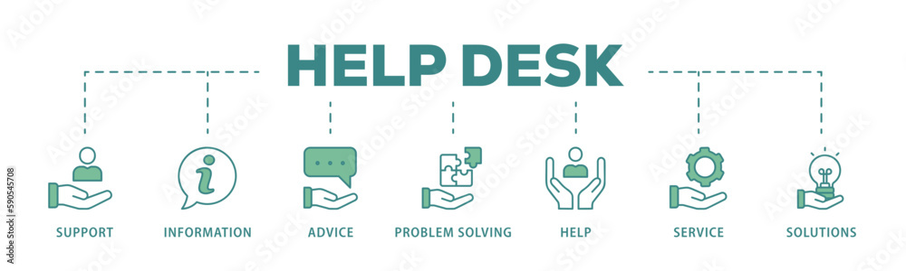 Help desk banner web icon vector illustration concept with icon of ...
