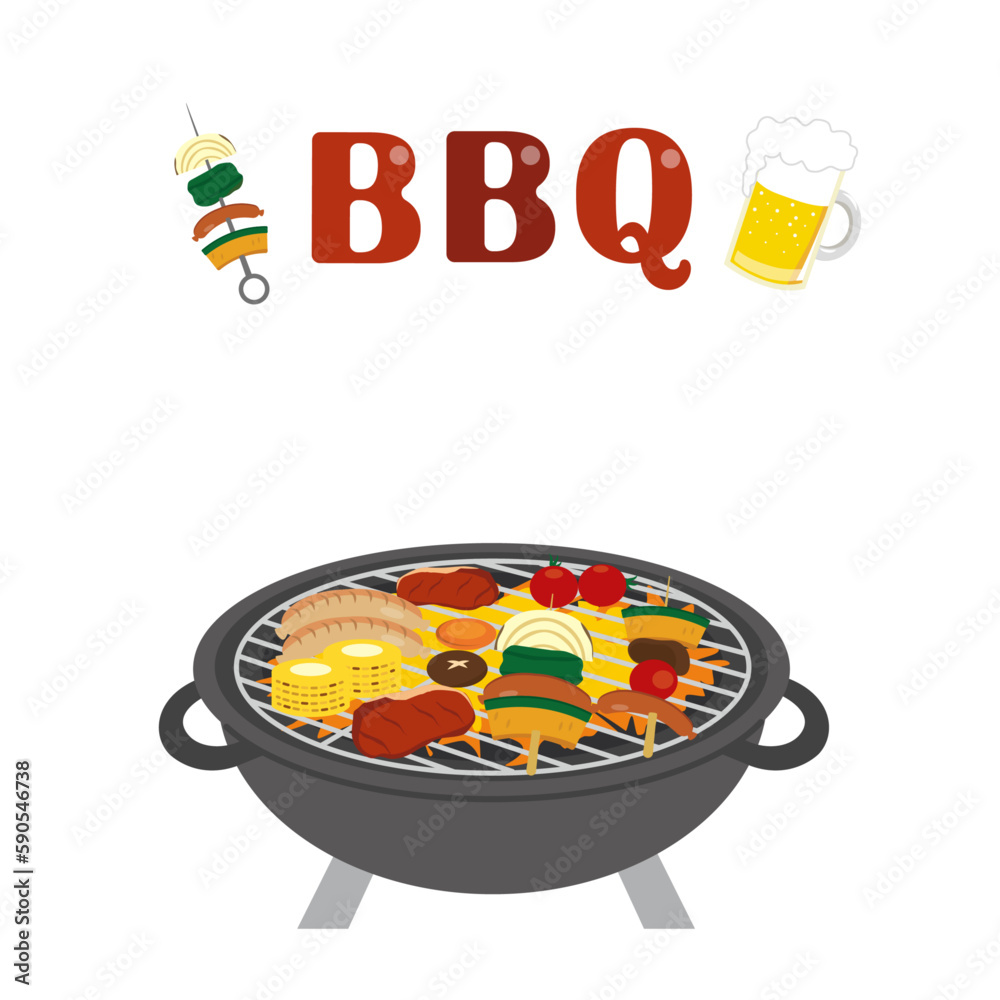 バーベキューのイラスト コピースペース Stock Vector | Adobe Stock
