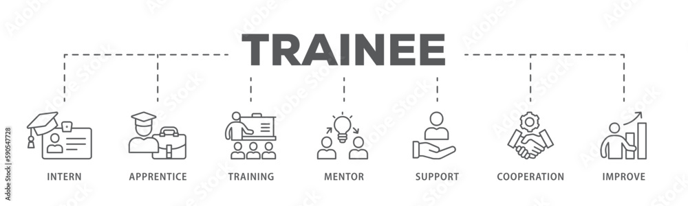 Trainee banner web icon vector illustration concept for internship ...