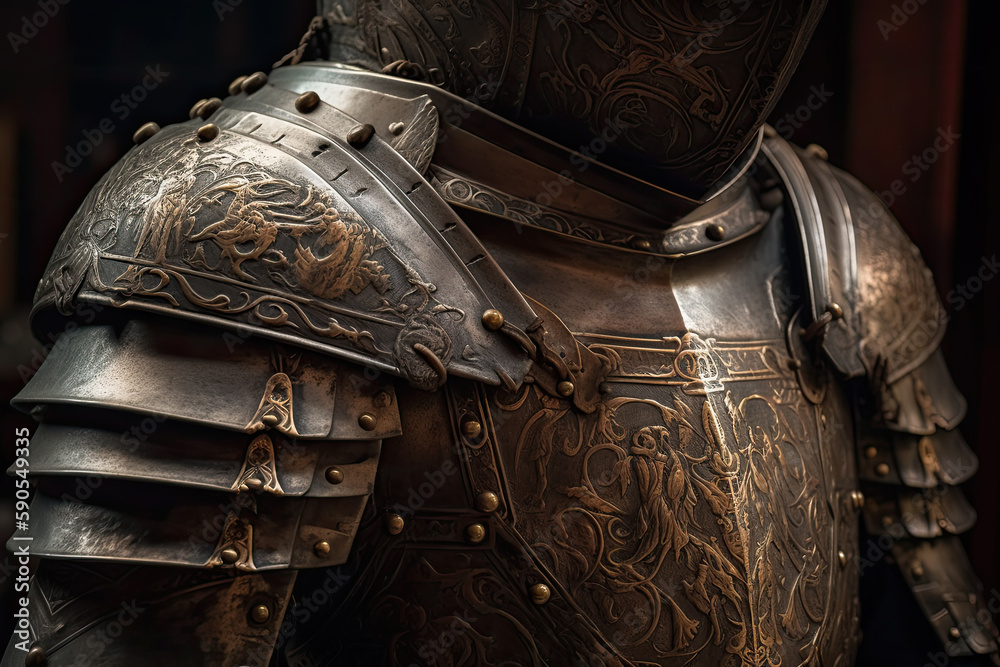 medieval knight in armor created with Generative AI technology Stock ...