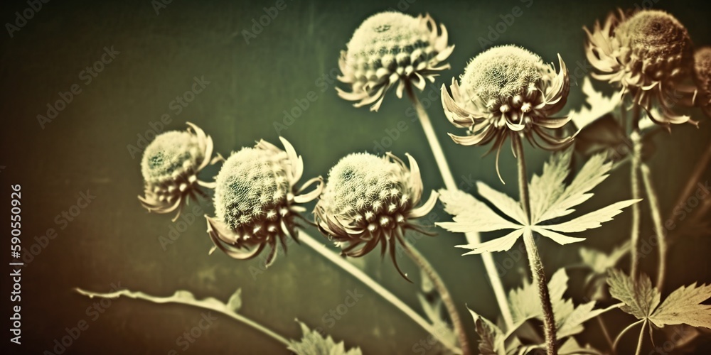 In the backdrop, weed blooms in a retro color palette. Generative AI ...