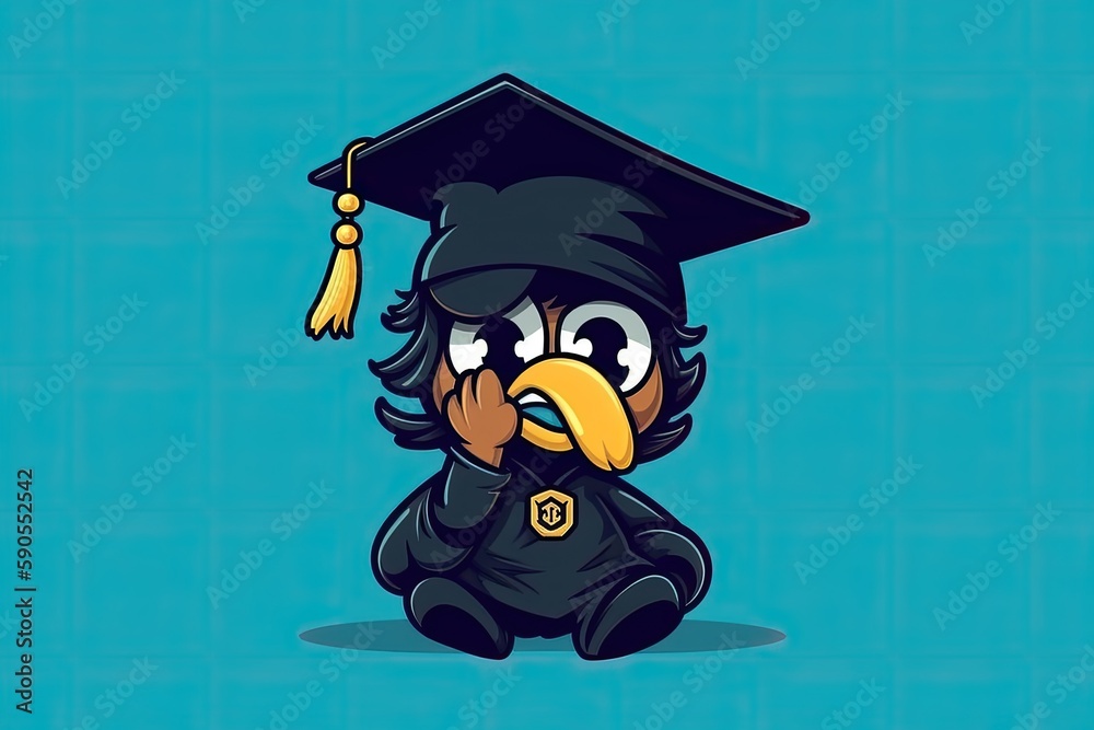 cute bird character dressed in a graduation cap and gown. Generative AI ...
