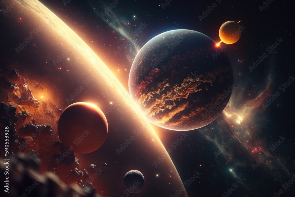 Solar system planets set, realistic illustration, Generative AI Stock ...