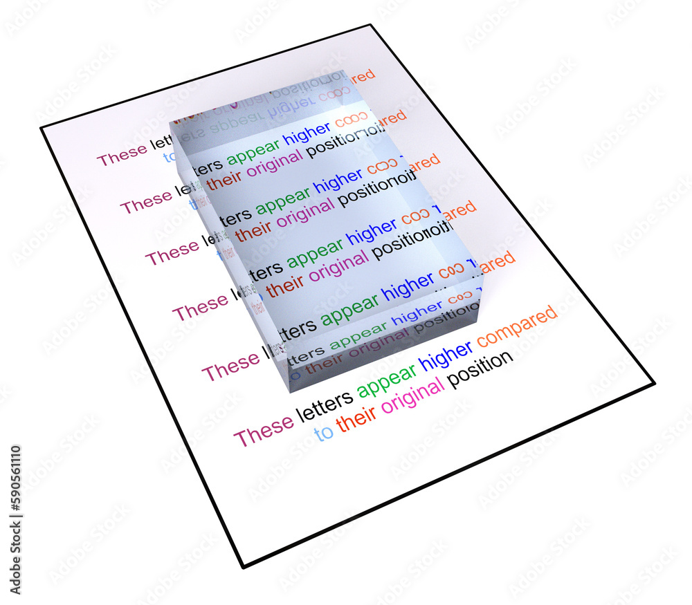 3d illustration of a transparent block on top of a rectangular shape ...