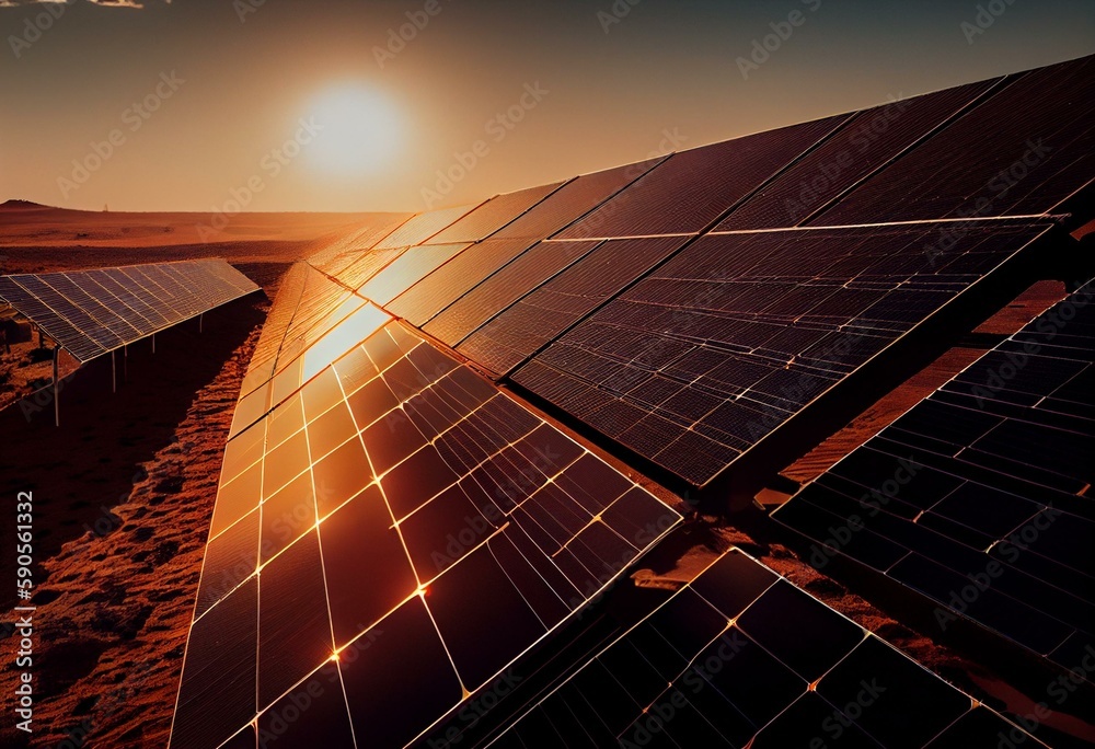 Renewable energy production through solar cells in a power plant using ...