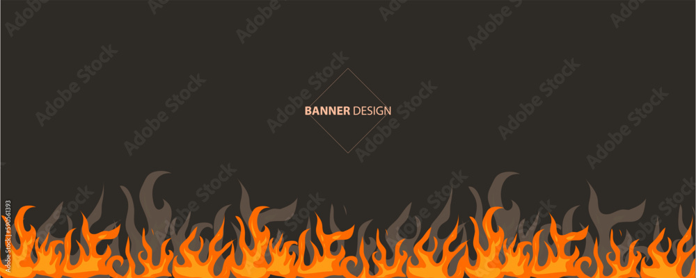 fantastic fire flames, smoke backgrounds. Design template page. Hand ...