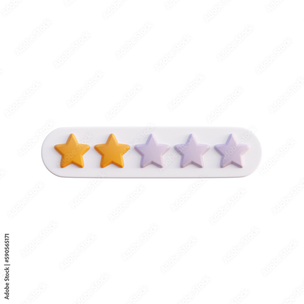 two star rating icon 3d render isolated PNG transparent Stock ...