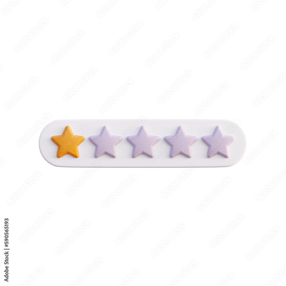 one star rating icon 3d render isolated PNG transparent Stock ...