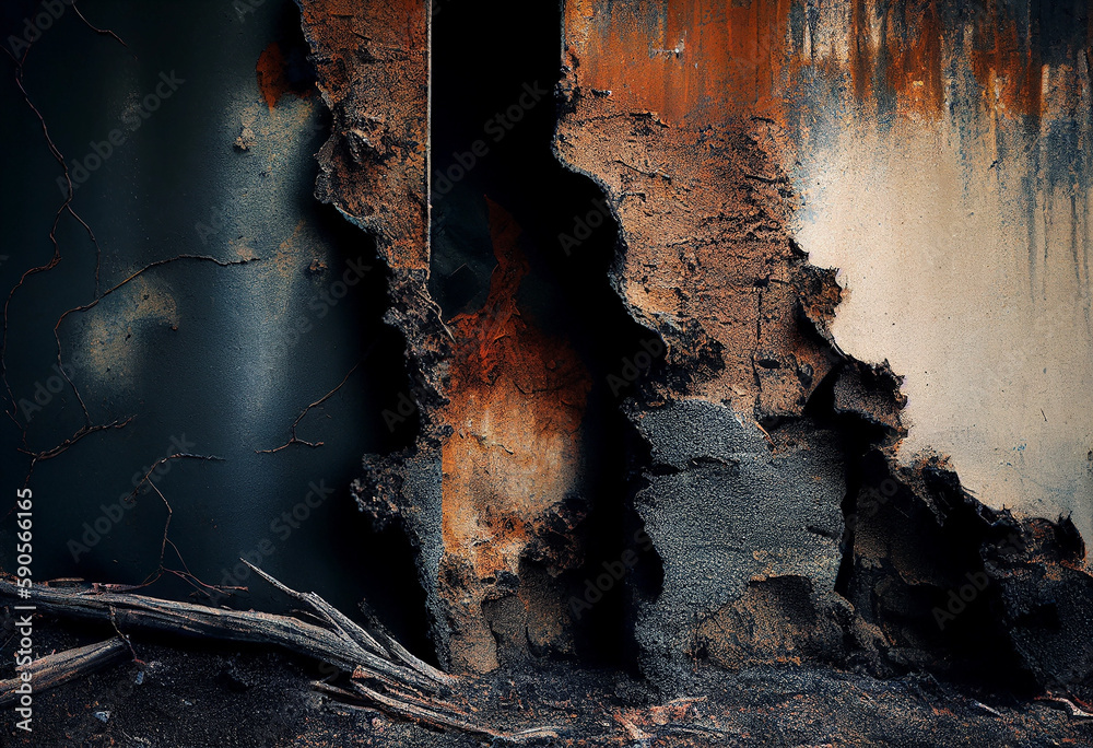 Texture background of old colour dirty crumbling brick wall. Uneven ...