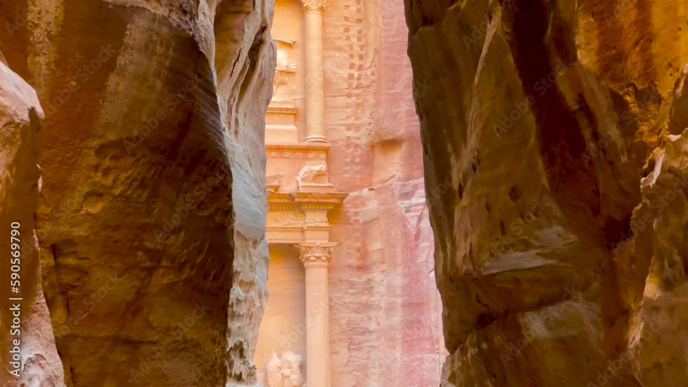 Petra historic UNESCO heritage site carved into sandstone in Jordan ...