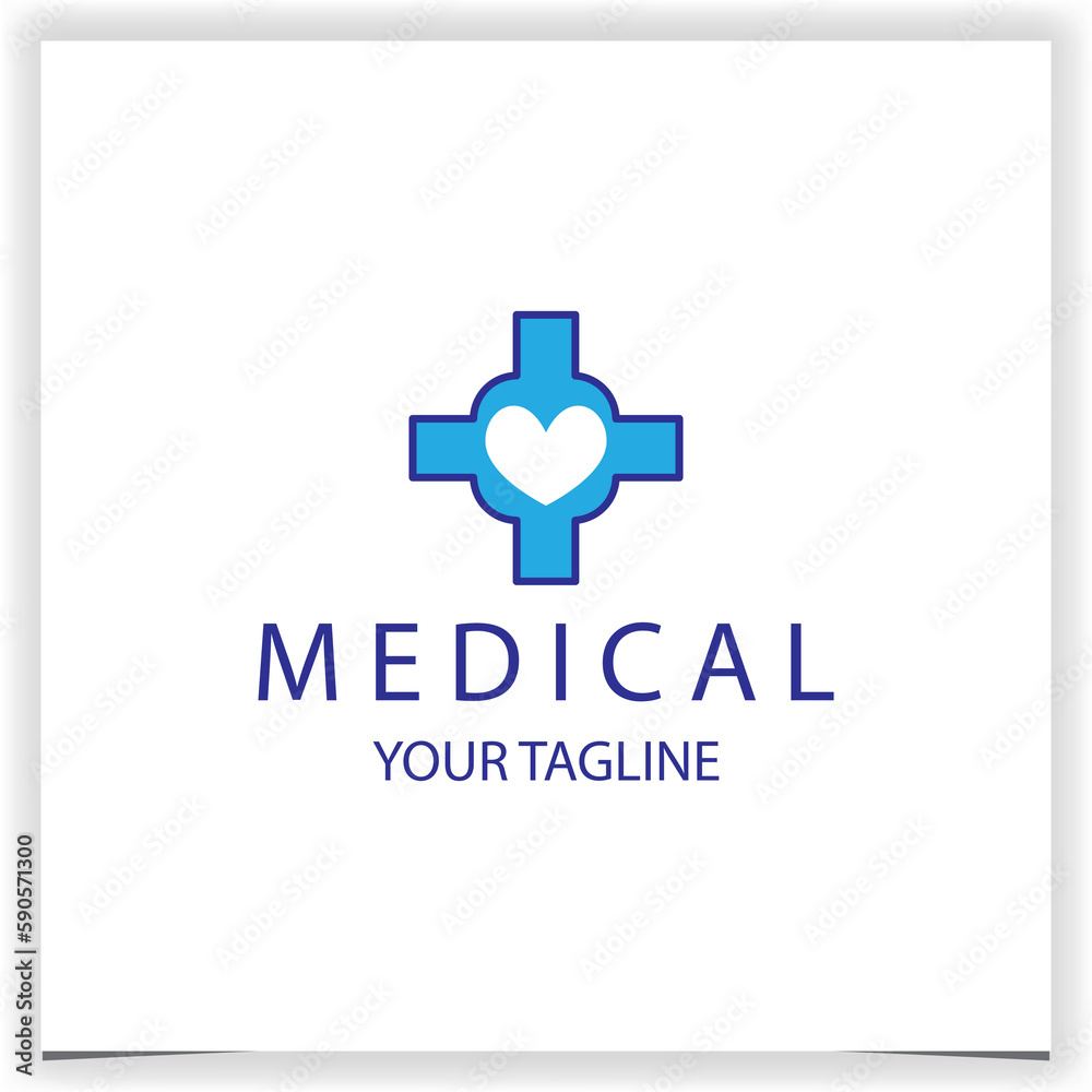 Medical logo with a cross and hearth love. Abstract cross. Cross icon ...
