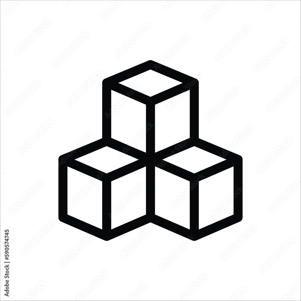 Cube vector icon. Cube symbol pictogram. Sugar icon. Sugar flat sign ...