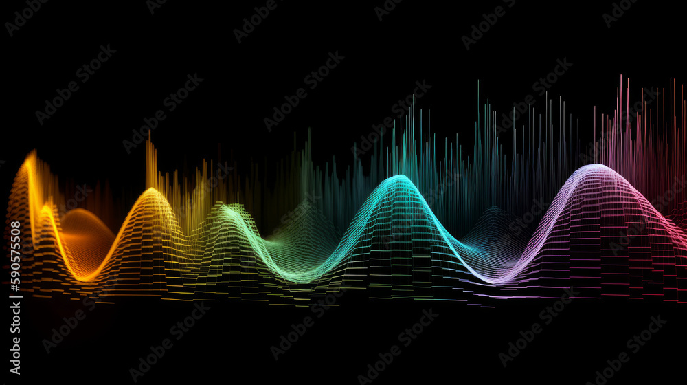 Abstract symbols of echo vibrating and sounds wave, rainbow sound wave ...