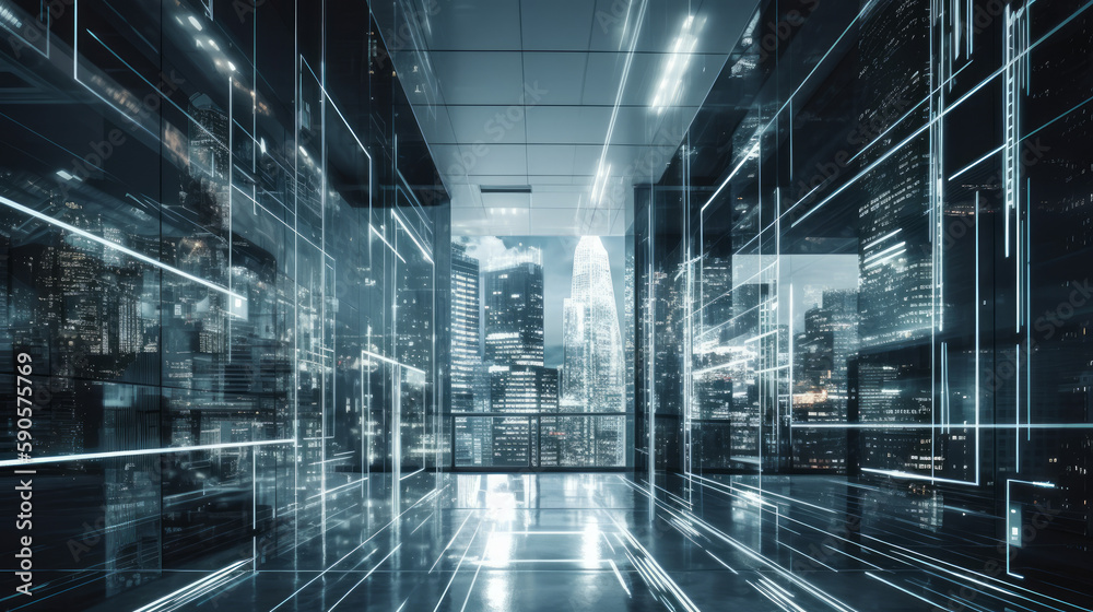 Ai in building sector light, visualisation of artificial inteligence in ...