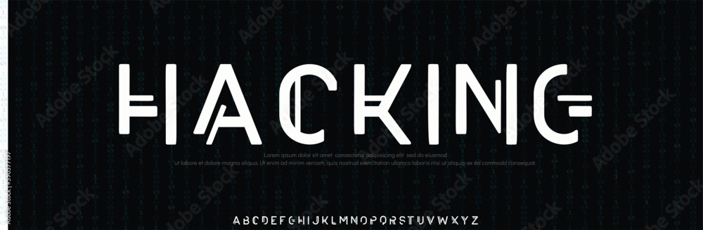 Vetor do Stock: Hacking, modern nordic font, technological alphabet ...