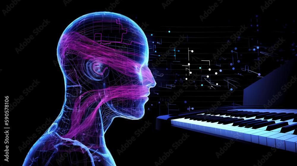creating music using artificial intelligence. robot, modern ...