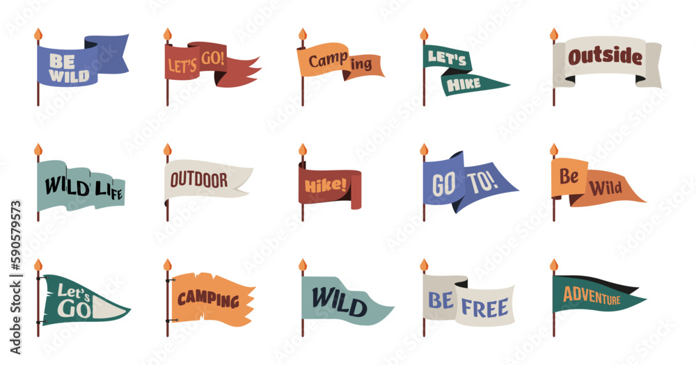Camp pennant. Boy scout camping emblem patch, adventure circle emblem ...