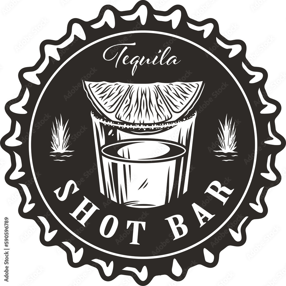 Shot tequila with lime, salt and agave for cocktail bar. Vector design ...