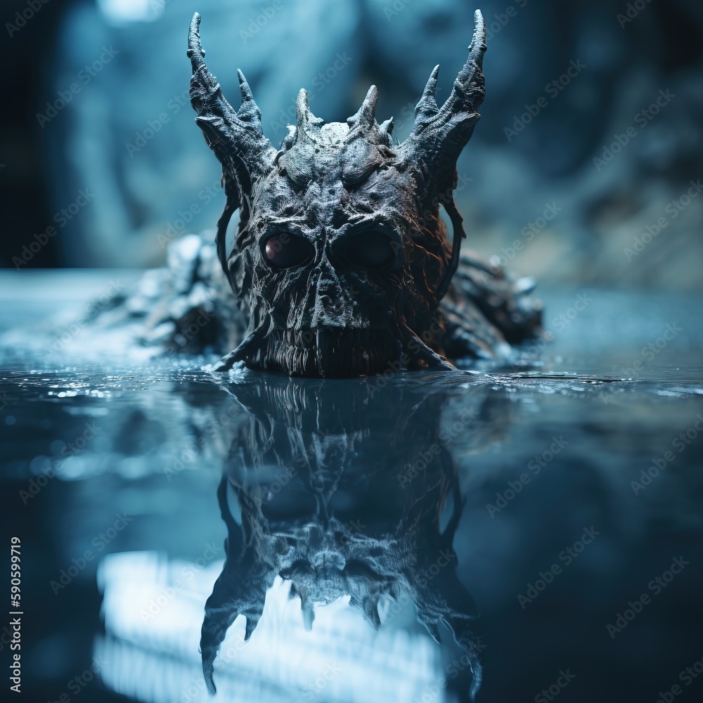 a creepy creature floating in the water with its head submerged in the ...