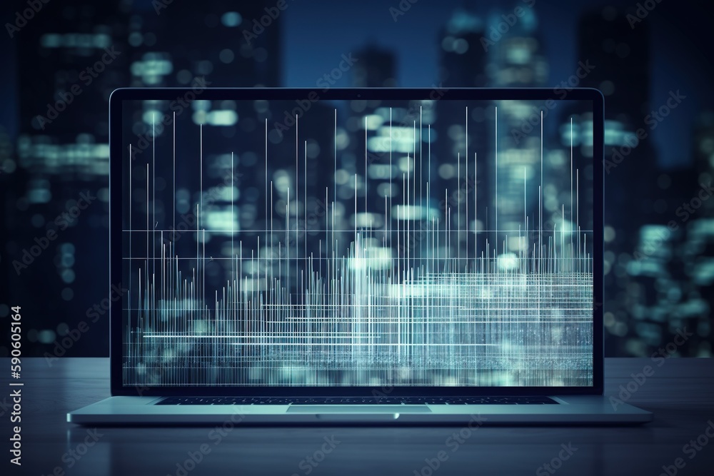 world map on digital laptop background, laptop screen with abstract ray ...