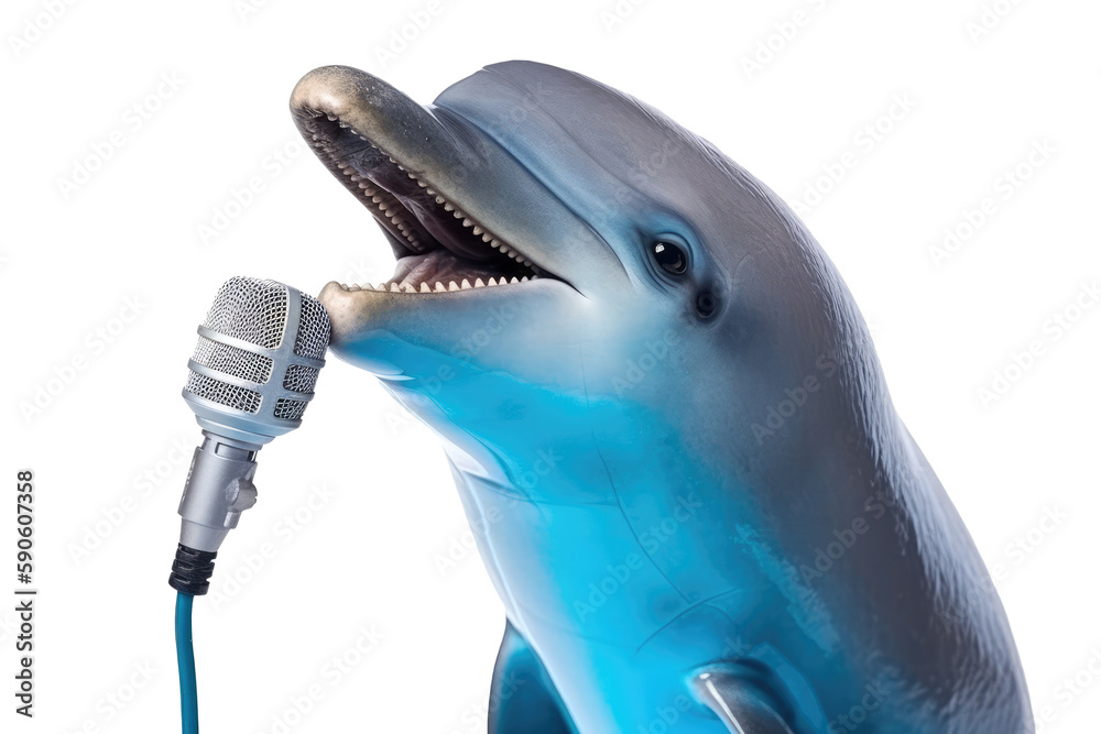 Dolphin With Microphone On Isolated Transparent Background, Png ...