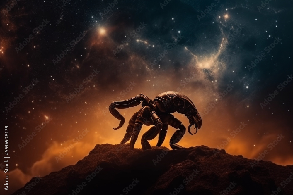 scorpion zodiac sign in space with nebulas and stars Generative AI ...