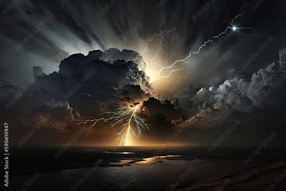 A stunningly beautiful night sky filled with dark clouds, illuminated ...