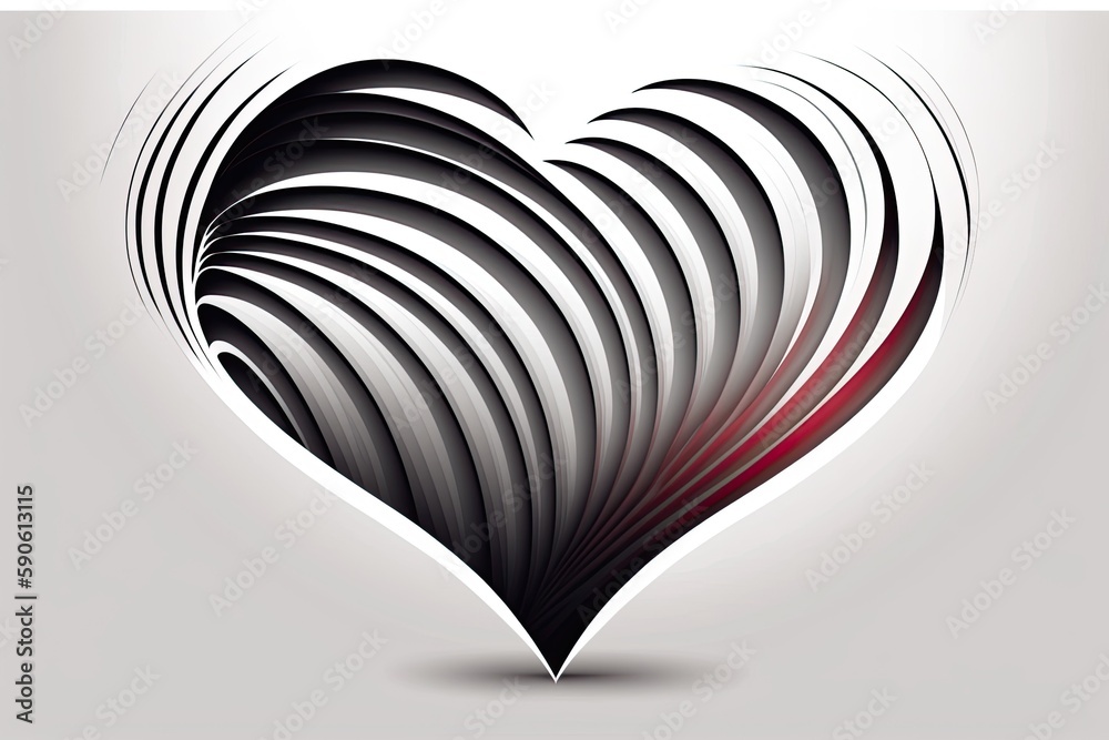 Heart with lines on a white background. Generative AI Stock ...