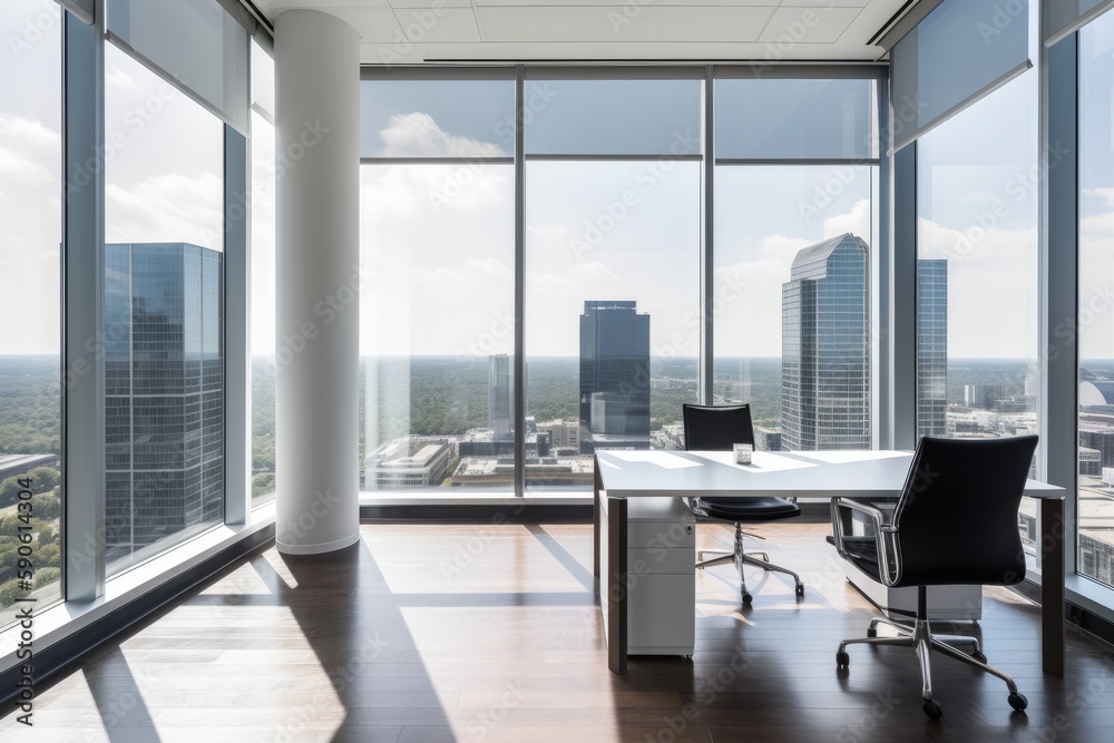 modern office space with floor-to-ceiling windows offering panoramic ...