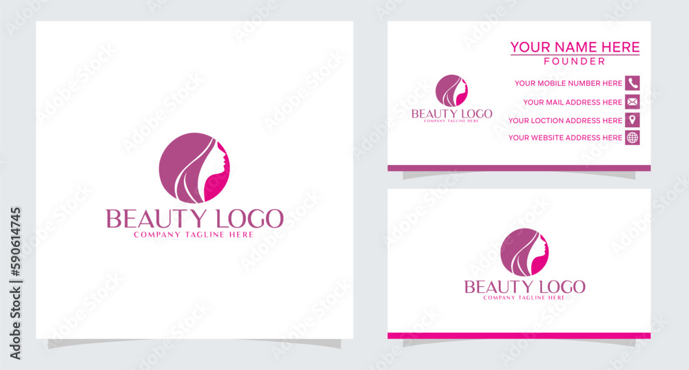 Vector logo design for woman's face beauty salons, feminine, hair ...