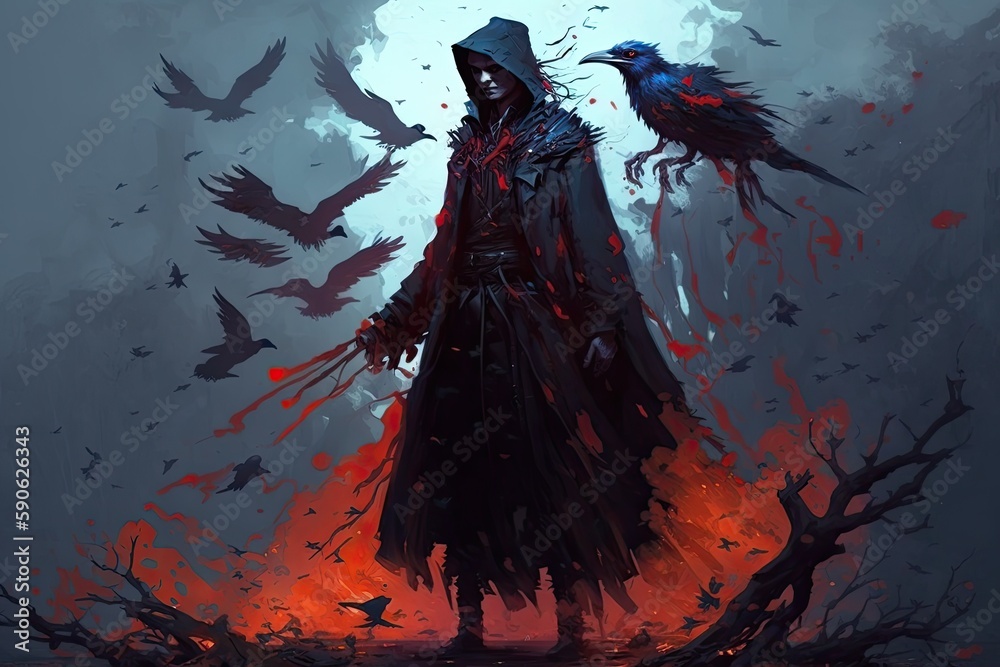 Crows are all about the warrior magician. digital painting. Generative ...