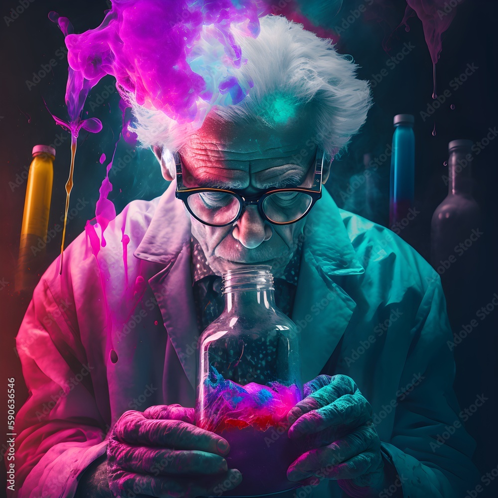 Ilustração do Stock: full body mad scientist with gray hair wearing ...
