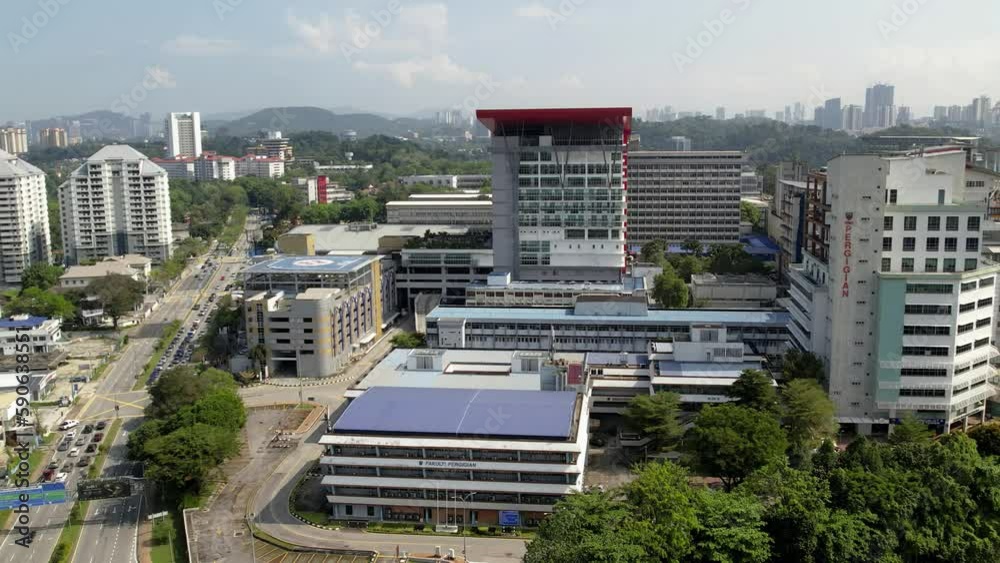 Petaling Jaya, Malaysia - April 8, 2023 Aerial front view of University ...