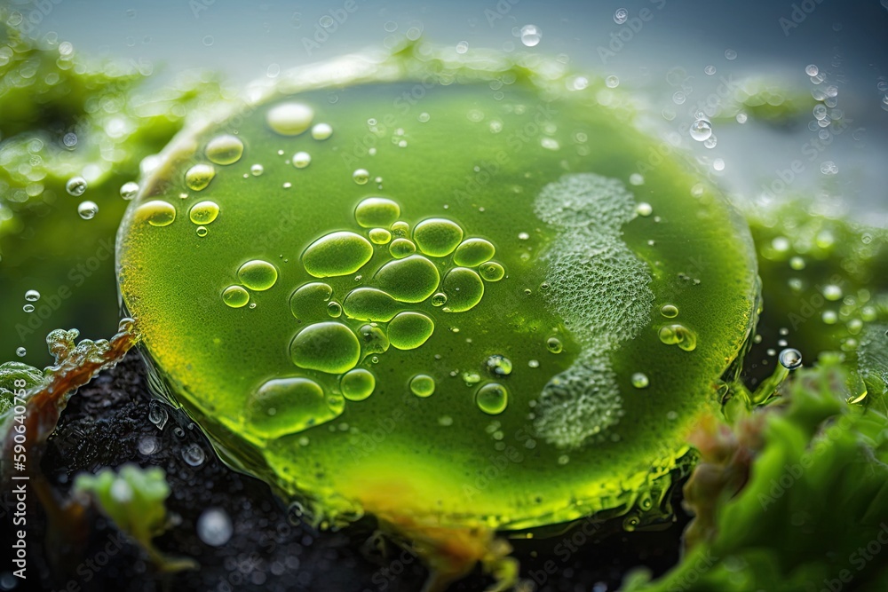 The green alga Ulva lactuca, popularly known as sea lettuce, and air ...