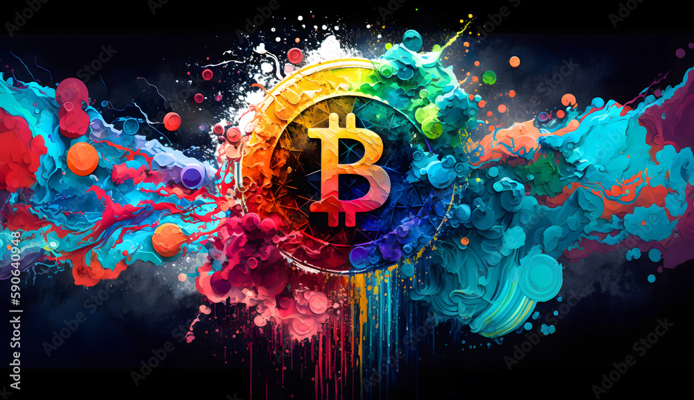 This vibrant image features a colorful background with splashing ...