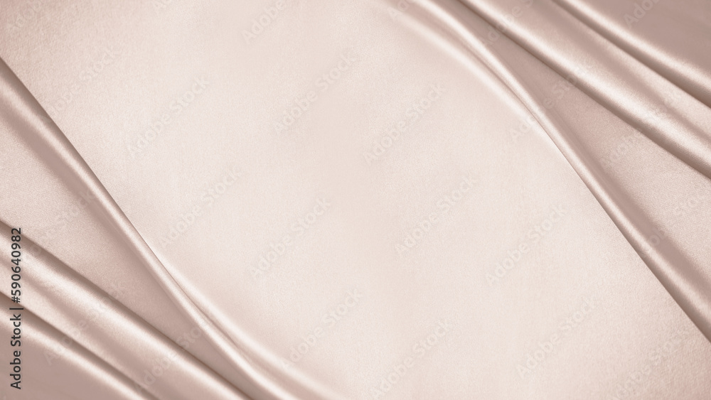 Pink beige cream silk satin. Draped fabric. Light pale brown luxury ...