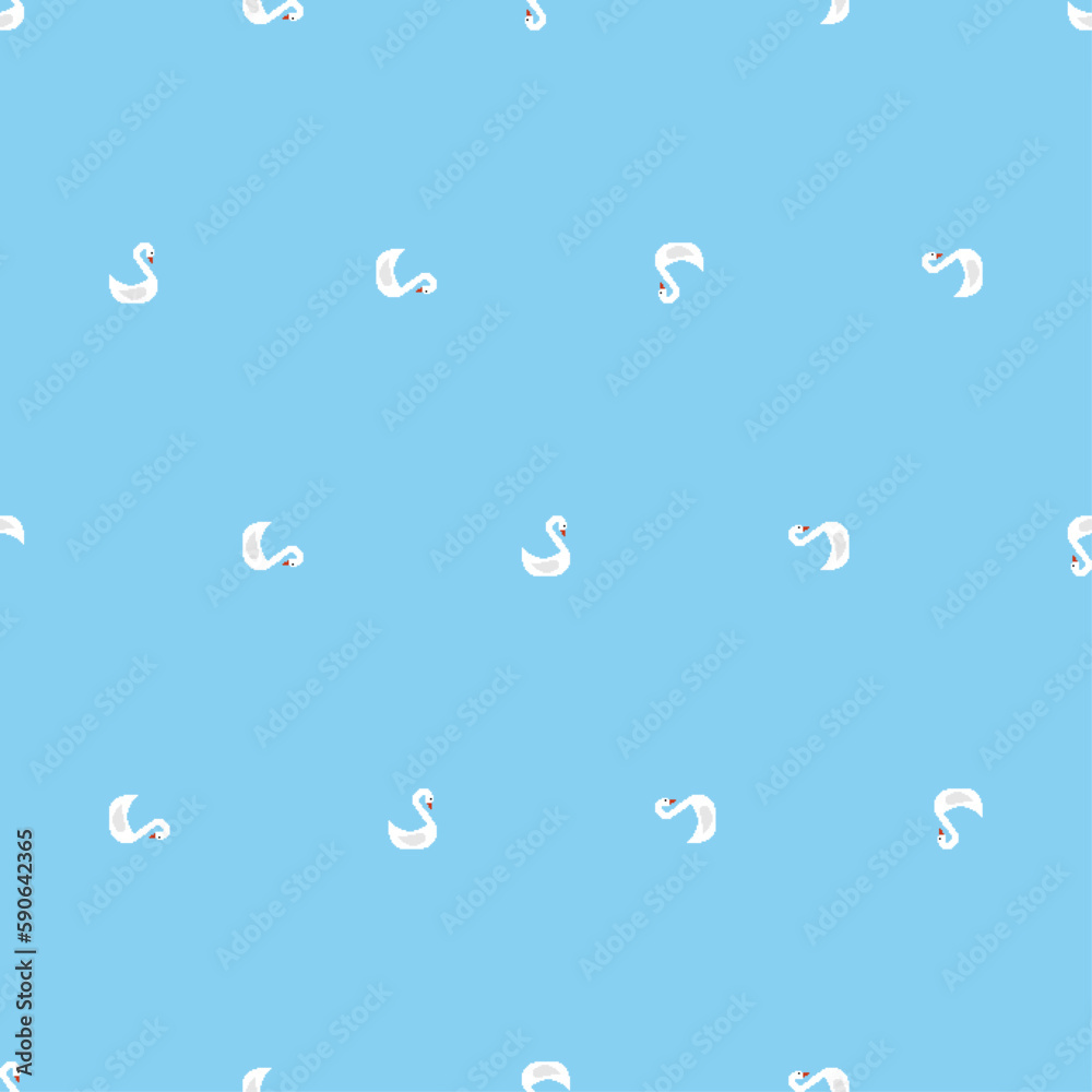 Swan pixel art pattern seamless. 8 bit Waterfowl pixelated background ...