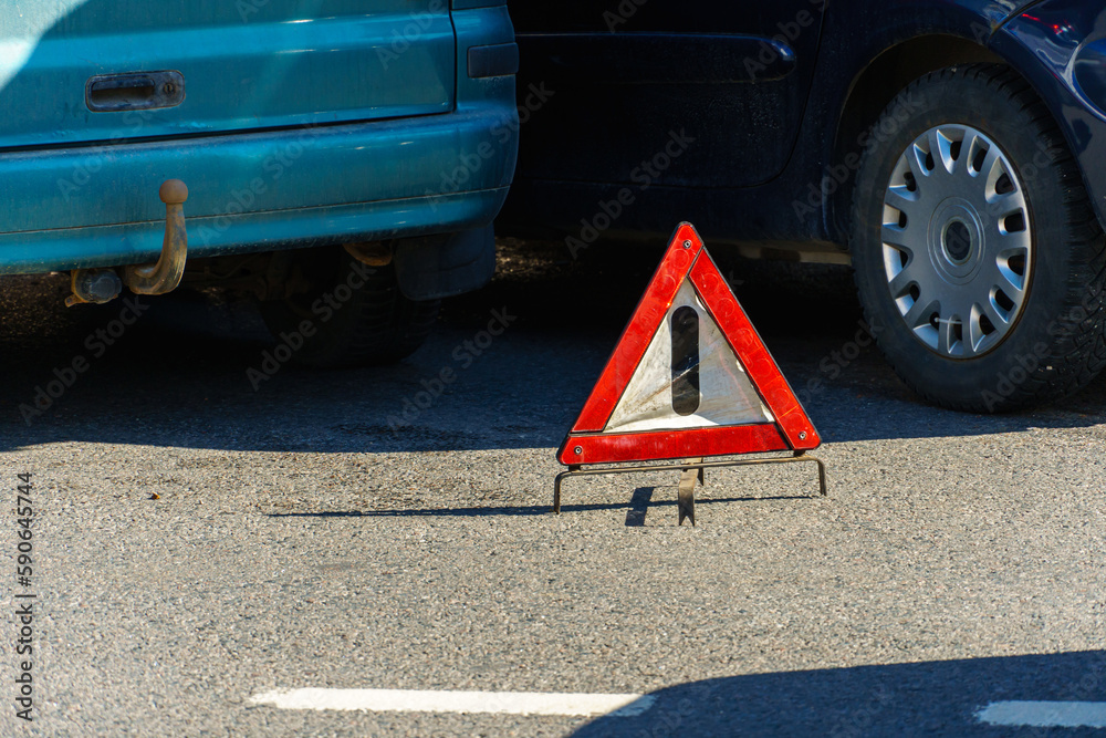 Car accident. A broken-down passenger car is on the road after an ...