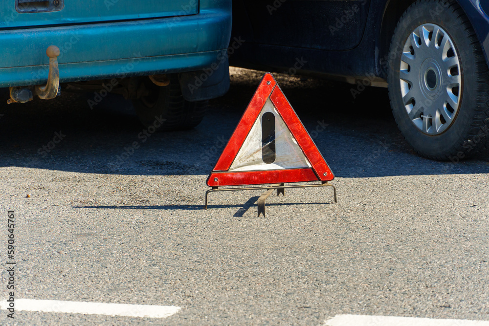 Car accident. A broken-down passenger car is on the road after an ...