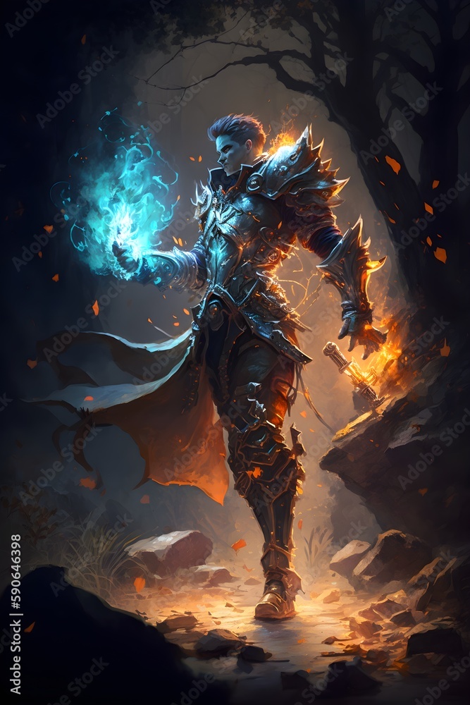 action shot dynamic male character dnd smite paladin nature detailer ...