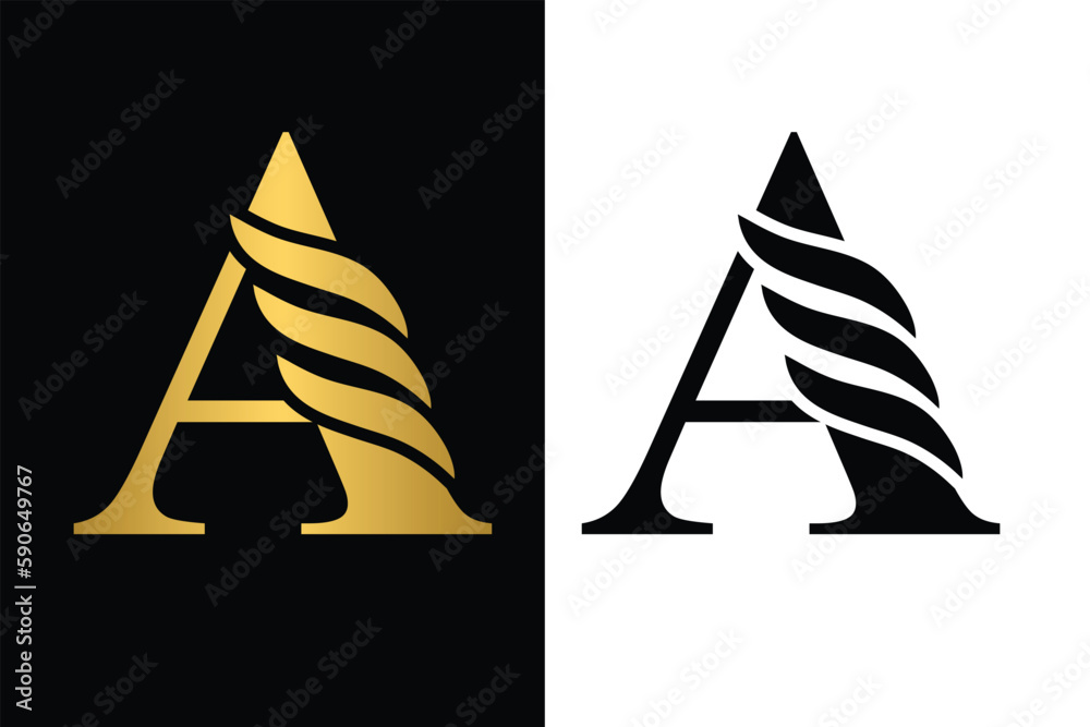 letter A. Gold and Black flower alphabet. Beautiful capital letters ...
