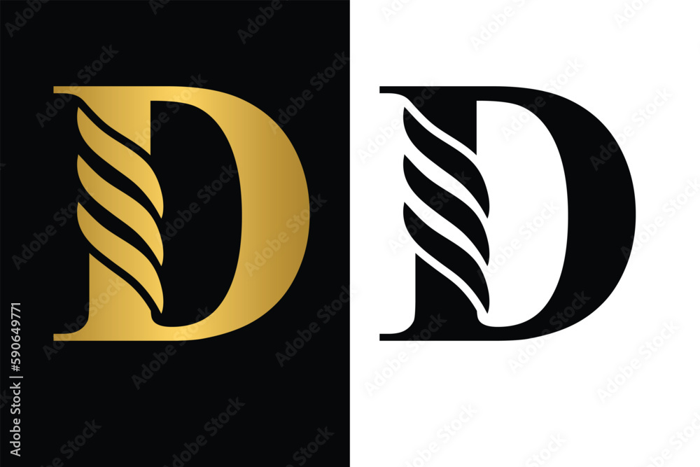 letter D. Gold and Black flower alphabet. Beautiful capital letters with shadow Stock Vector ...