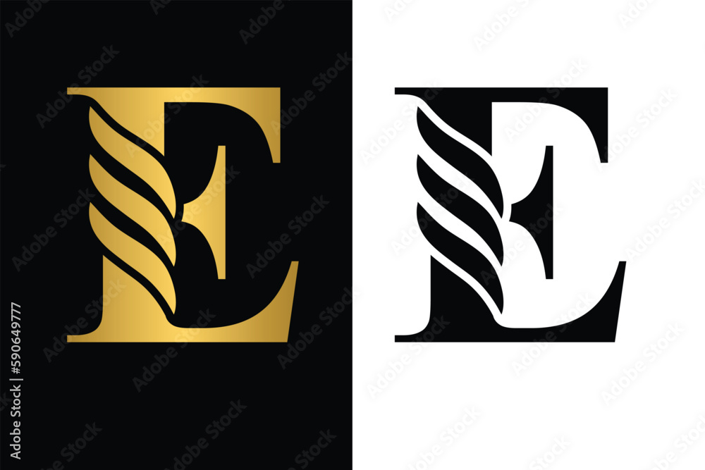 letter E. Gold and Black flower alphabet. Beautiful capital letters ...