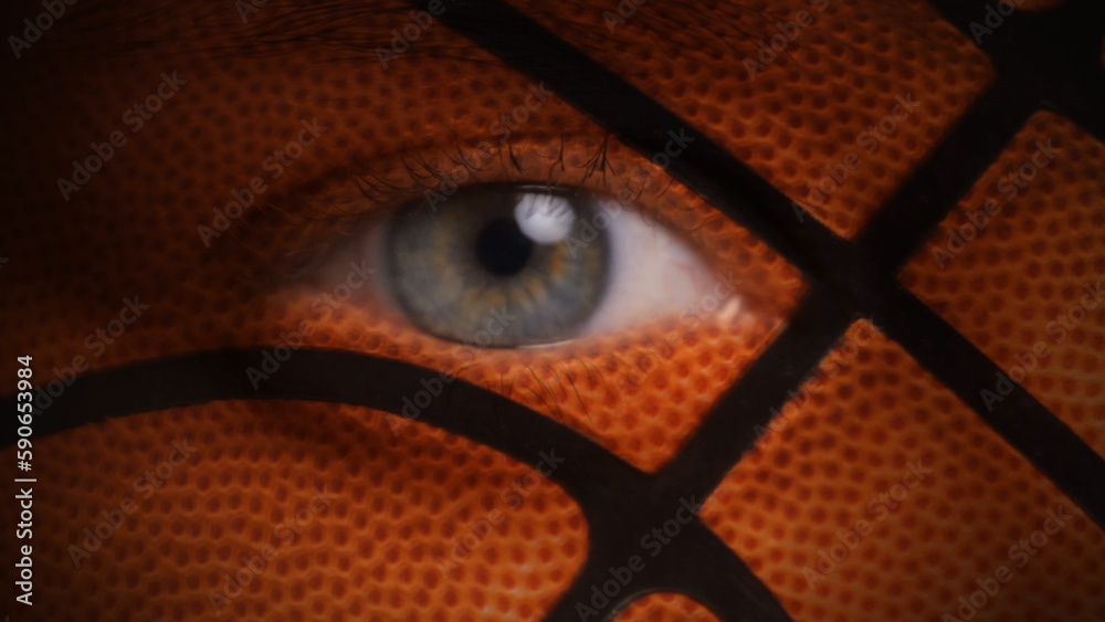 Basketball Fan Eye features a close-up on the eye of a male face with ...