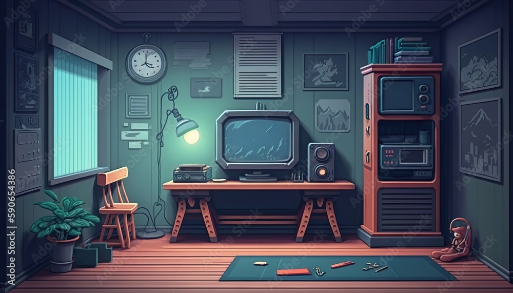 2D room boy background environment for a battle arena mobile game ...