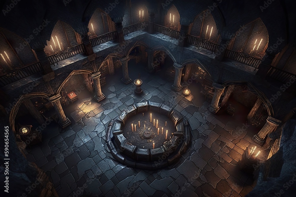 An epic dungeon map battle map for fantasy game. Level map scrolling ...