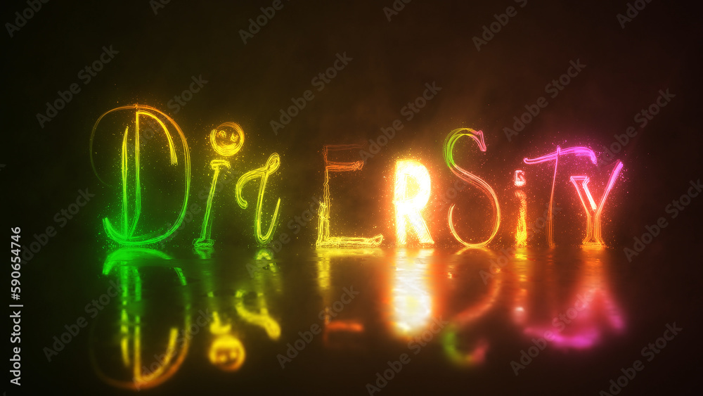 Diversity Rainbow Lights Reflection features the word diversity made of ...