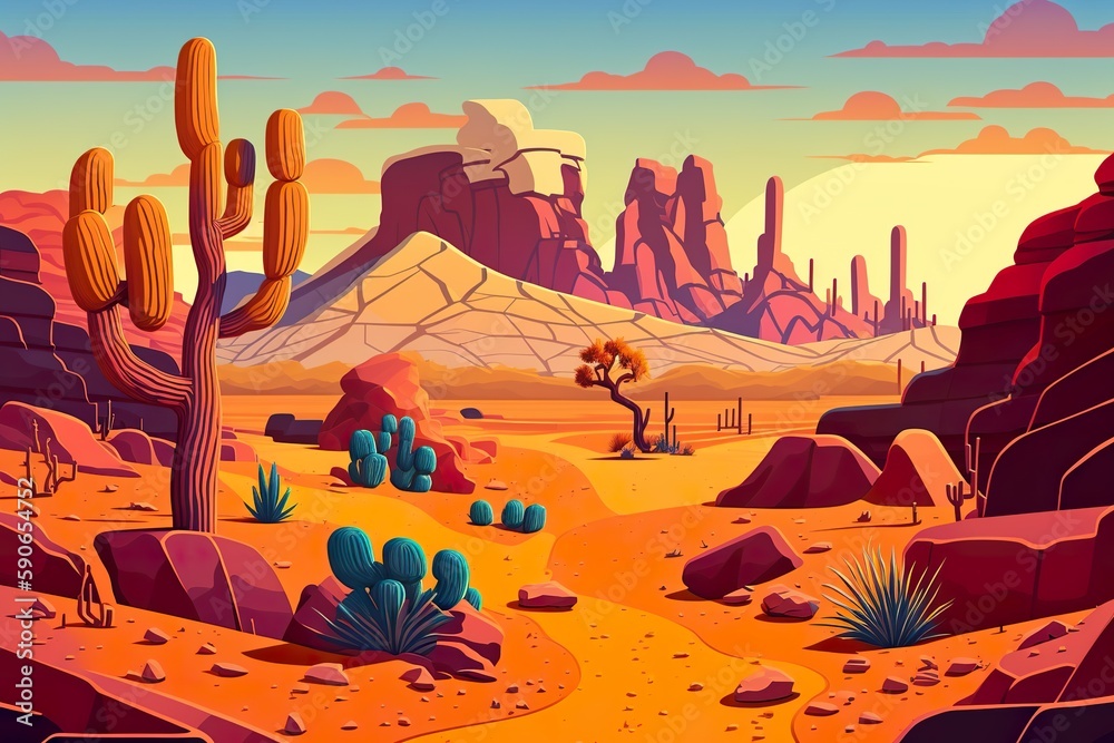 2D desert landscape background environment for a battle arena mobile ...