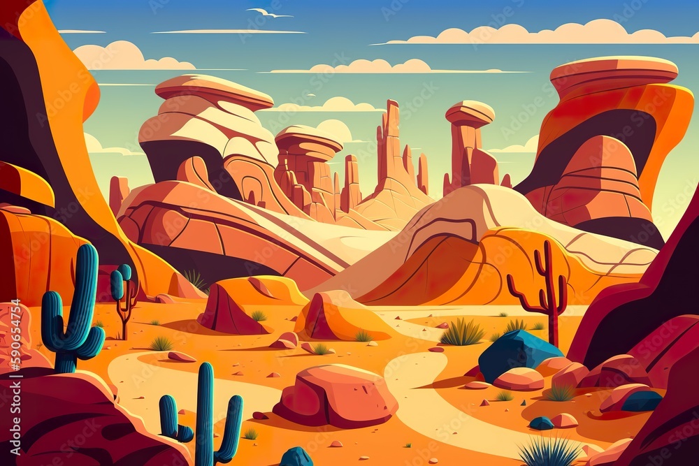 2D desert landscape background environment for a battle arena mobile ...